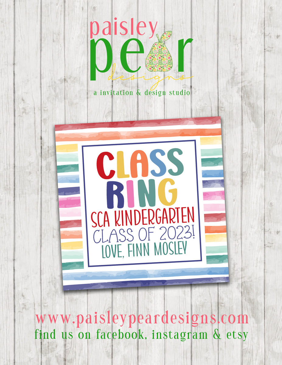 Class Ring - watercolor - Treat Tag – Paisley Pear Designs and Invites