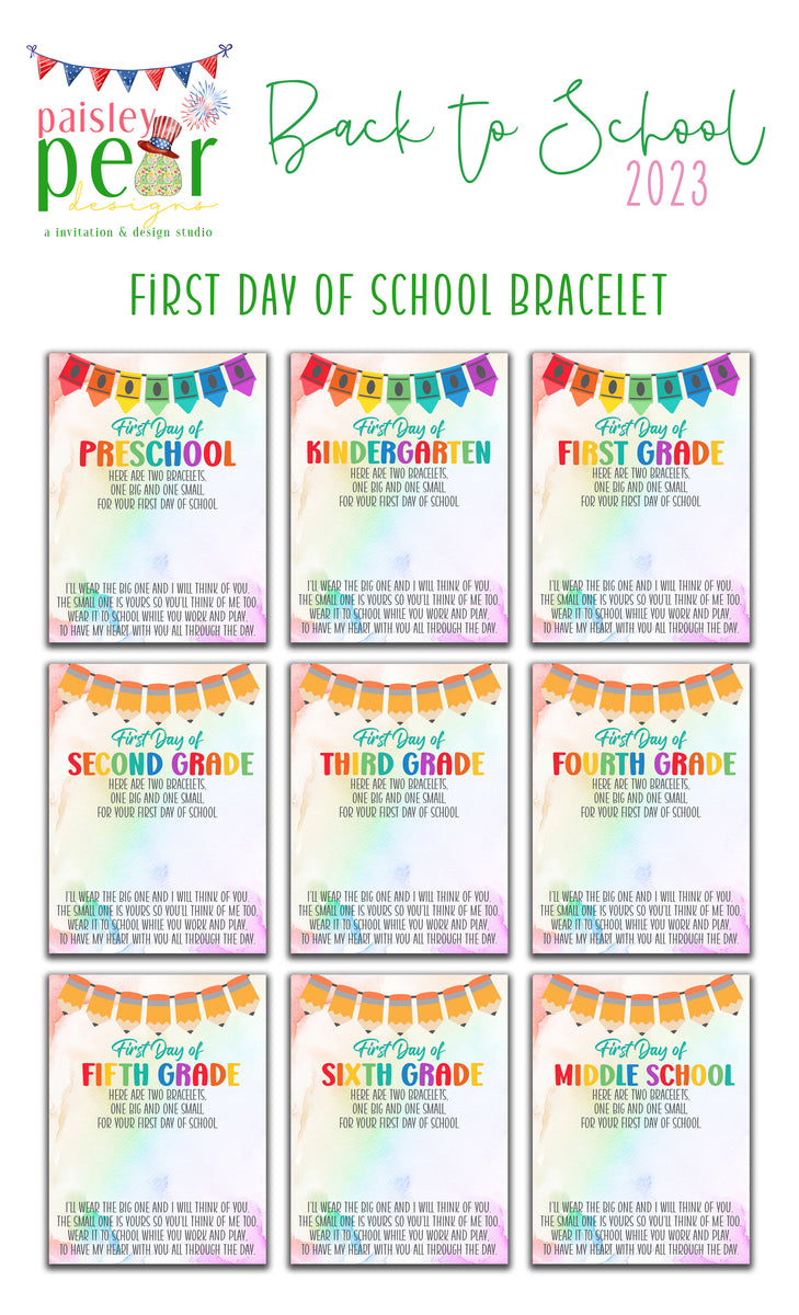 First Day of School Bracelet – Paisley Pear Designs and Invites