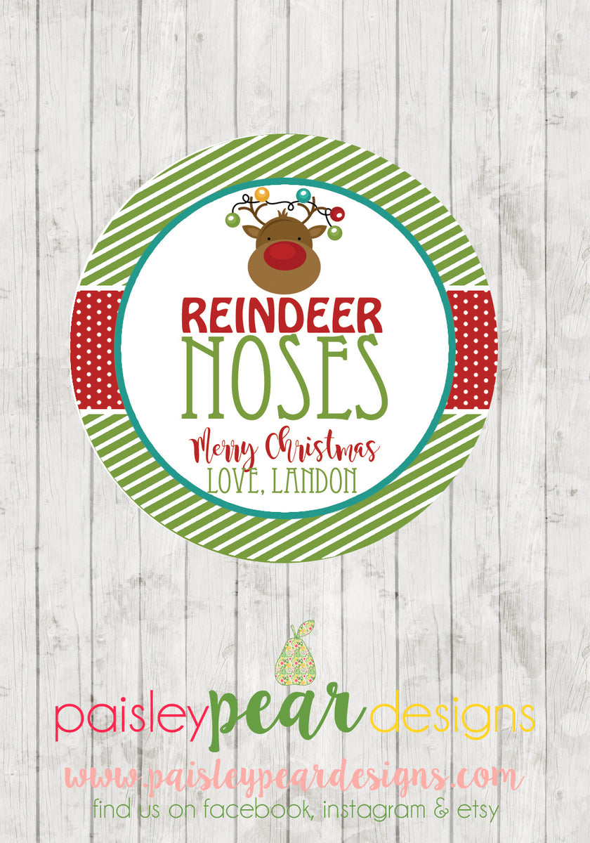 Reindeer Noses - Christmas Treat Tags – Paisley Pear Designs and Invites