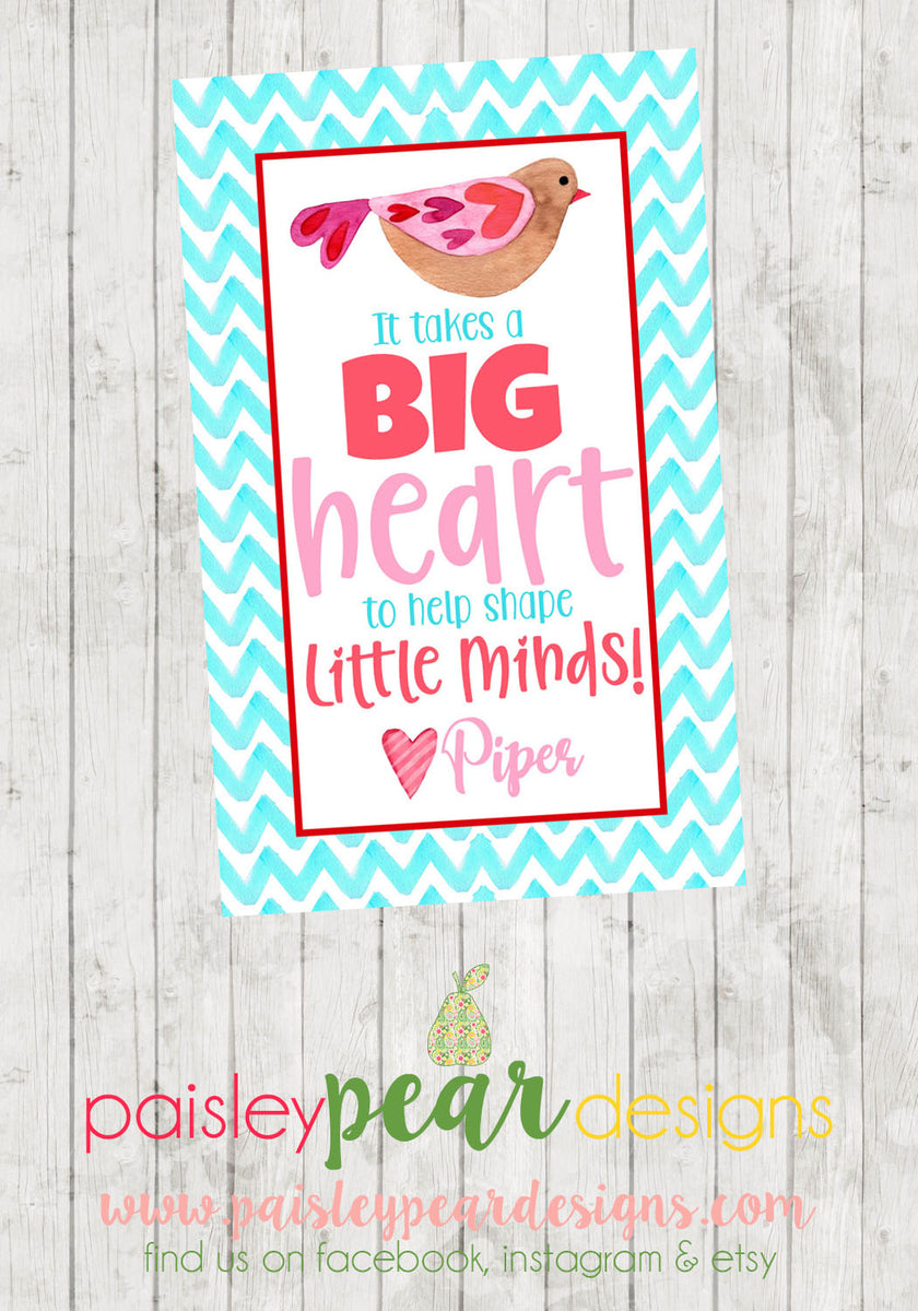 Big Heart - Teacher Tag – Paisley Pear Designs and Invites