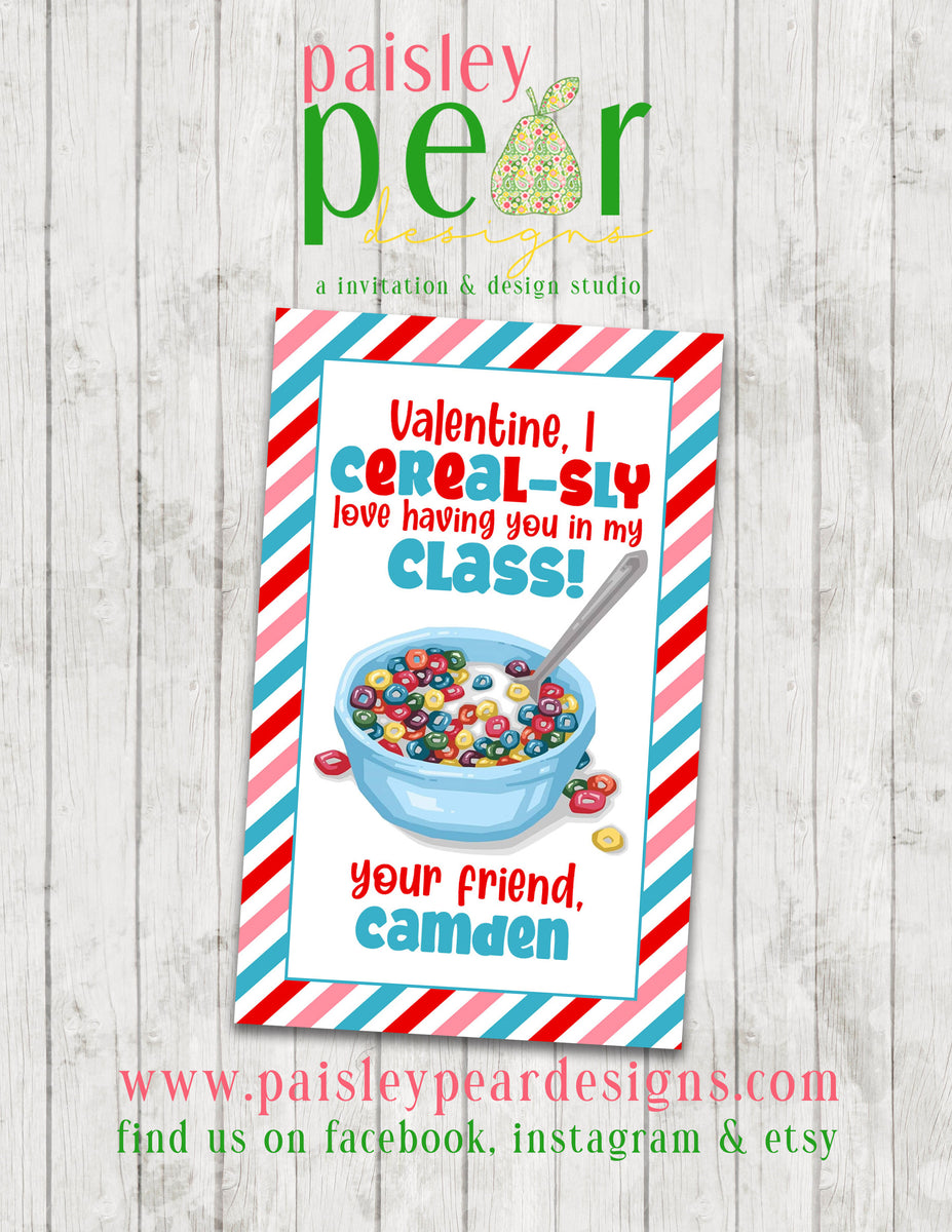 Cereal-sly LOVE - Valentine Tags – Paisley Pear Designs and Invites