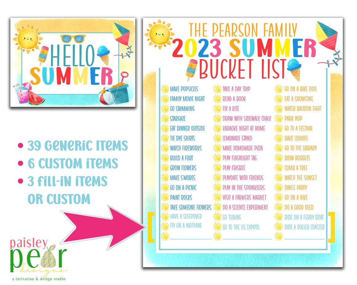 Summer Bucket List - Personalized - Digital File Available – Paisley ...
