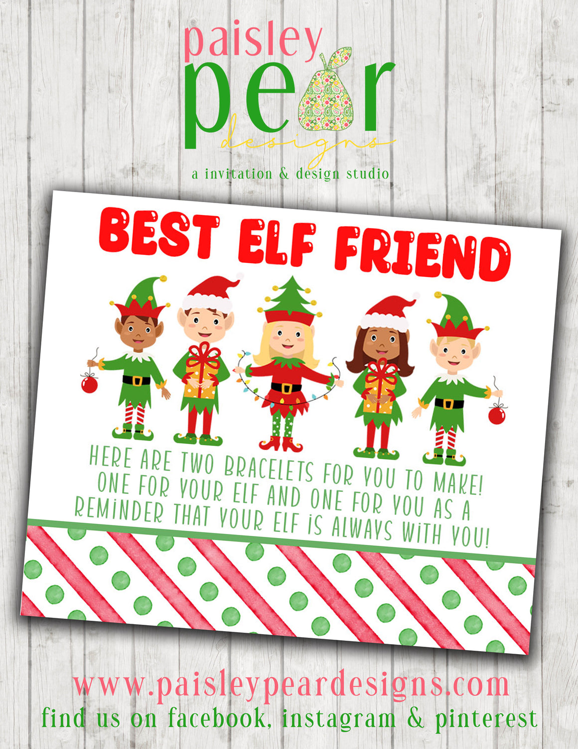 Best Elf Friend - Elf Friendship Bracelet Kit - Christmas Treat Tag ...