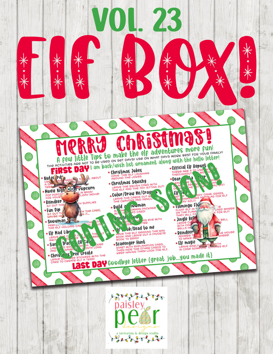 Vol 23 Elf Box All The Elf Fun Paisley Pear Designs And Invites
