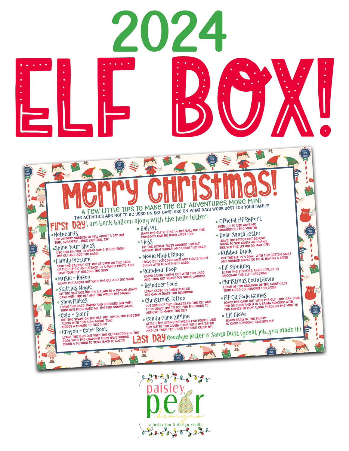 2024 Elf Box - All the Elf Fun!! – Paisley Pear Designs and Invites