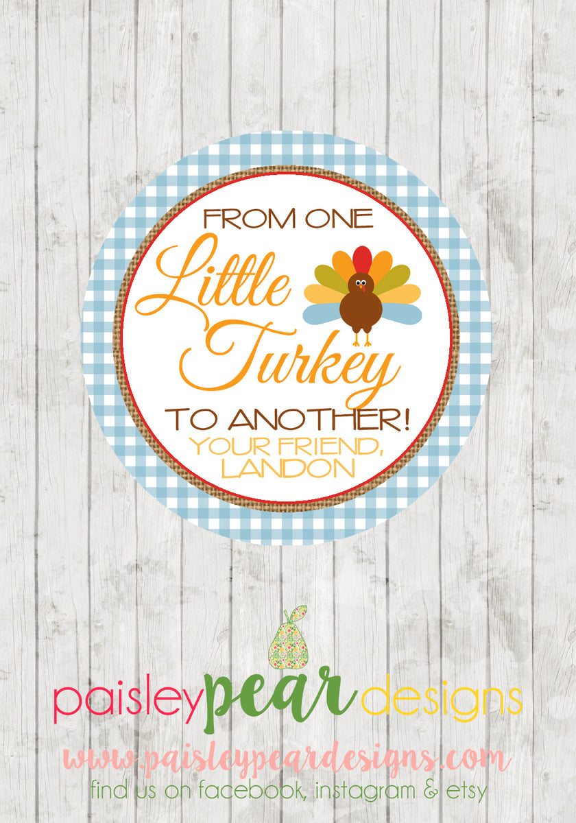 Little Turkey Blue - Thanksgiving Tag – Paisley Pear Designs and Invites